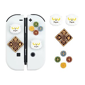 PERFECTSIGHT Cute D-Pad Button Caps Silicone Thumb Grips Set, ABXY Key Buttons Sticker Joystick Cover Caps Compatible with Nintendo Switch/OLED - Owl