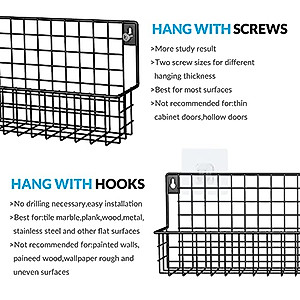 meluke Wall Mounted Spice Rack Organizer for Cabinet Door, 4 Tier Metal Hanging Seasoning Jar Storage Rack Condiment Bottle Organizer Holder Rack for Kitchen, Cabinet, Cupboard, Pantry Door (Black)