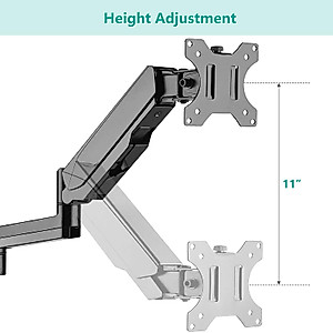 WALI Premium Single Fully Adjustable Gas Spring Arm for WALI Monitor Mounting System (GSAM001), Black