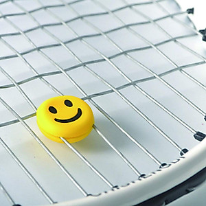 Acxico 8 pcs Silicone Rubber Smile Face Tennis Racquet Vibration Dampener Shock Absorber(4 Smiley Yellow + 4 Surprise Yellow)
