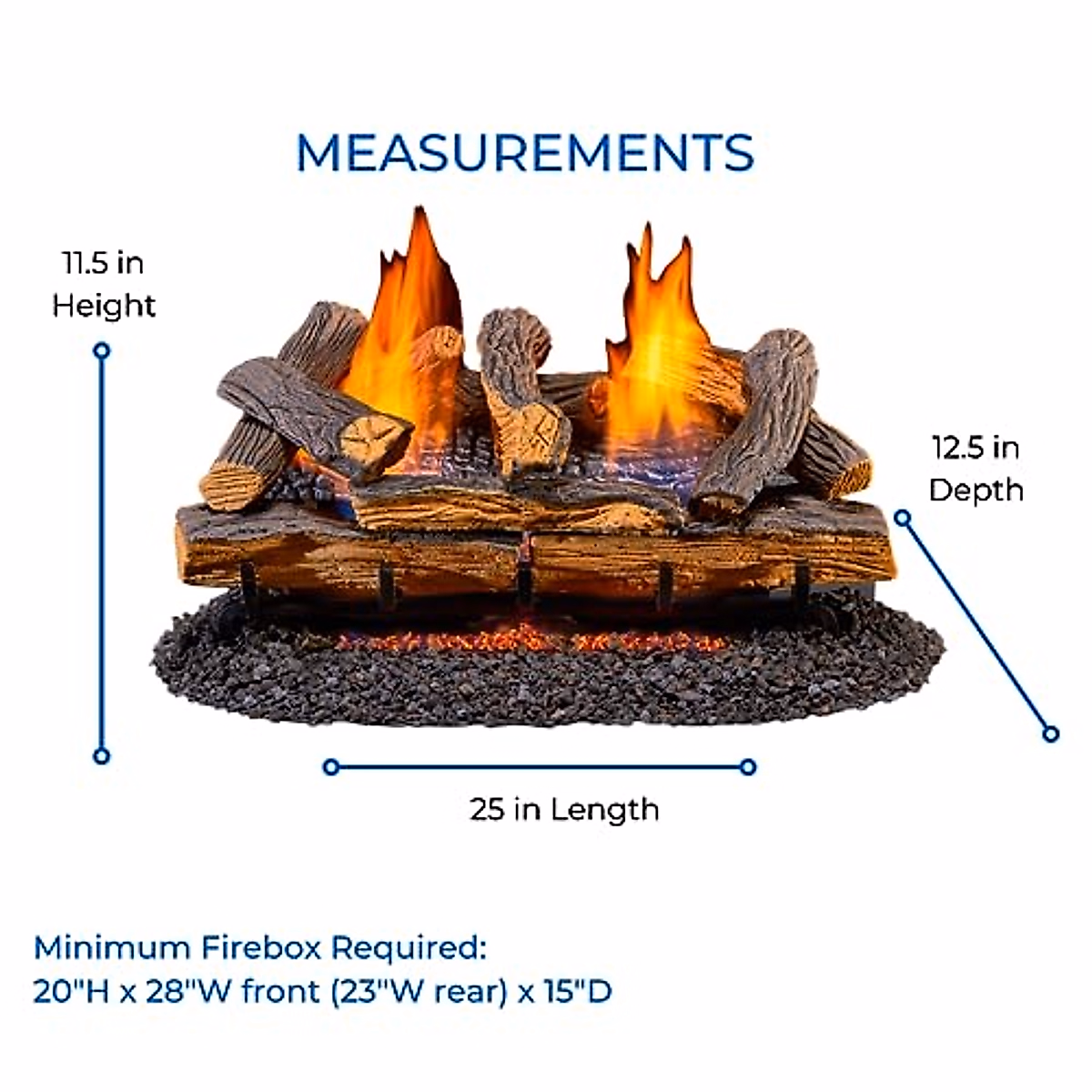 Duluth Forge DLS-24R-1 Dual Fuel Ventless Fireplace Logs Set with Remote Control, Use with Natural Gas or Liquid Propane, 33000 BTU, Berkshire Split Oak, 24 Inches