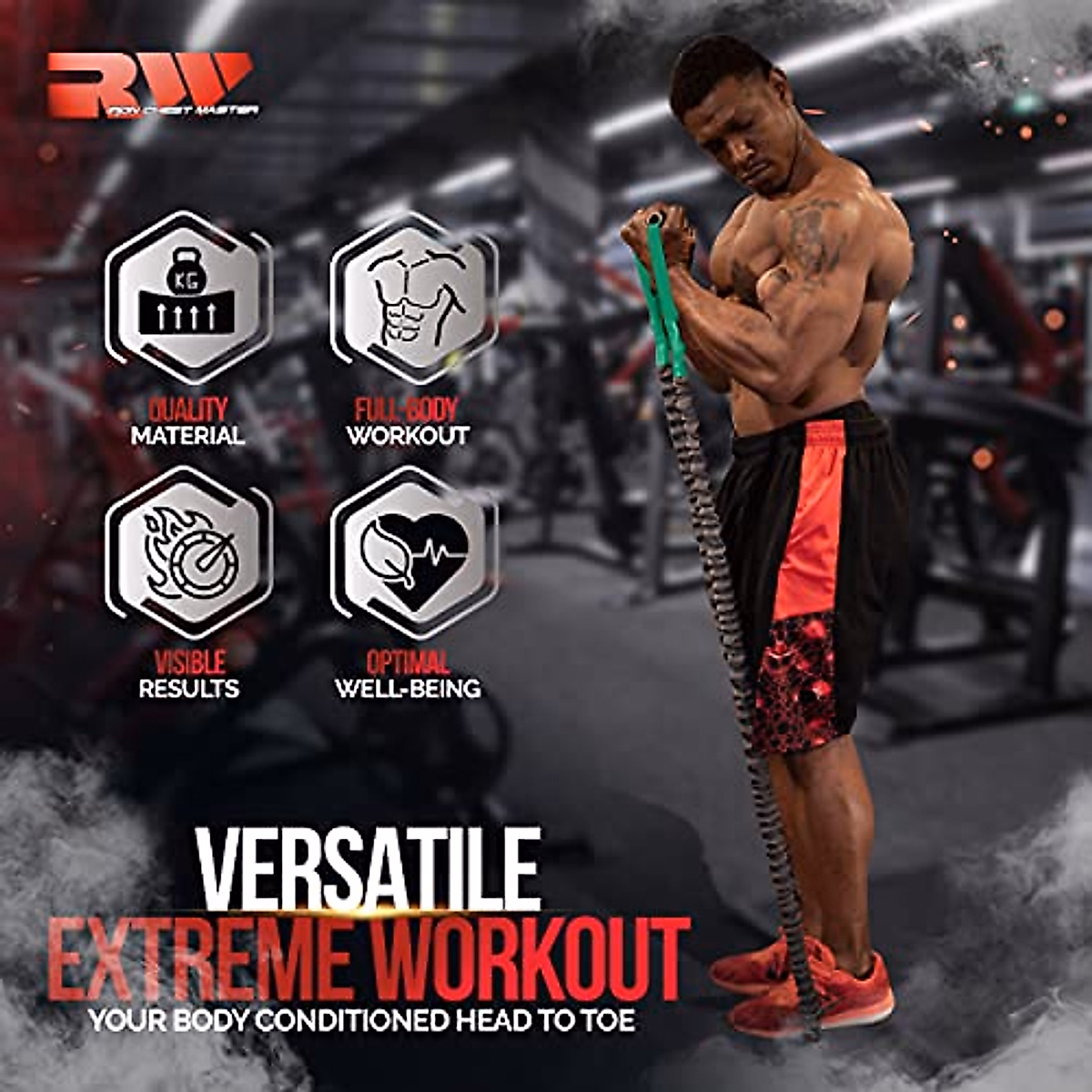 Ron Williams Resistance Bands with Handles & Protective Sleeves | Portable Full Body Workout Bands for Men & Women | Includes Exercise Training