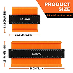 LA NOVO Contour Gauge 10+5 Inch with Lock, Profile Gauge Shape Outline Tool for Woodworking, Flooring, Christmas Stocking Stuffers for Men Dad Carpenter Handyman