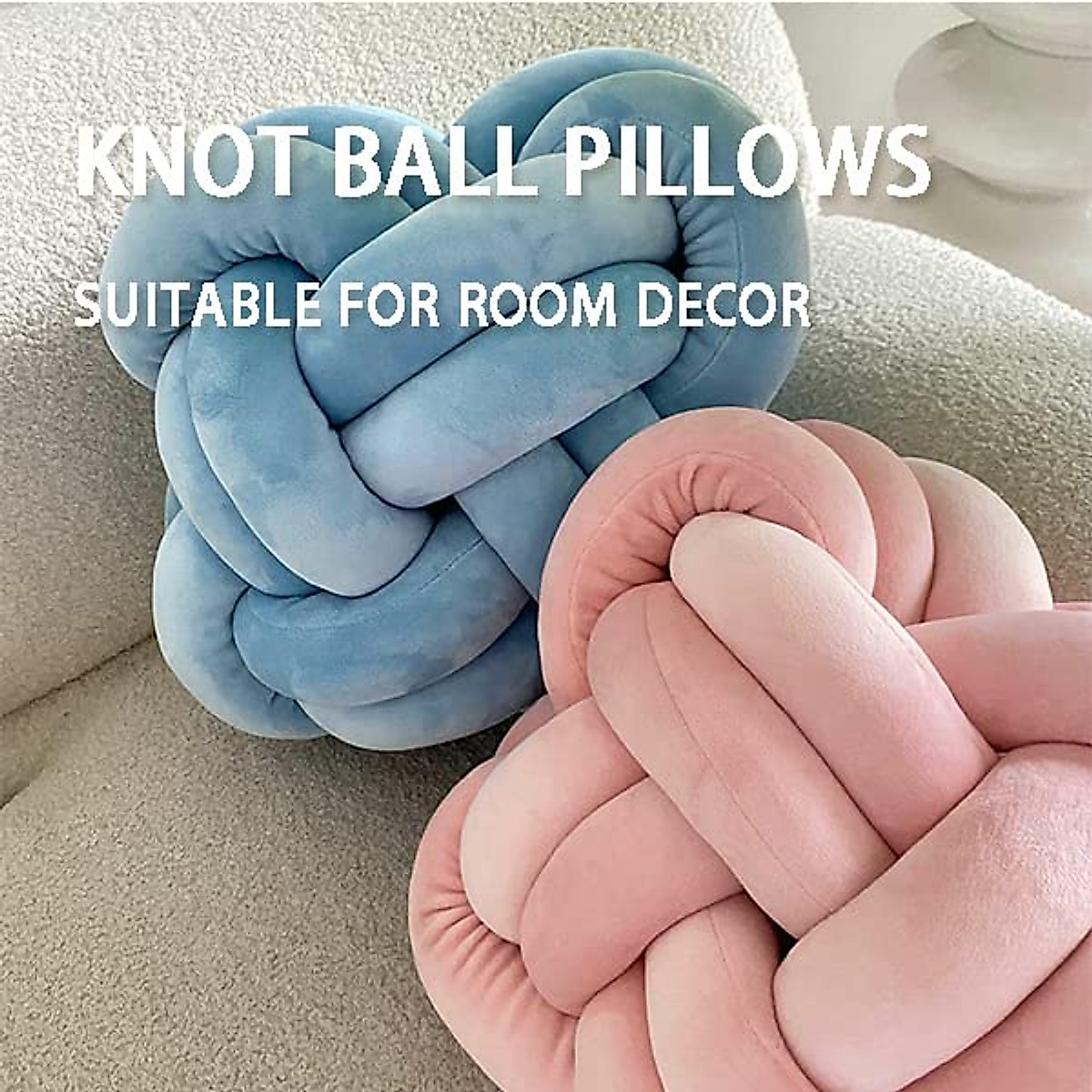 NDIAO Knot Ball Pillows Dark Grey Velvet Knot Pillow Ball for Sofa 12x12 Round Knot Throw Pillows Soft Decorative Cushions Bedroom Decor