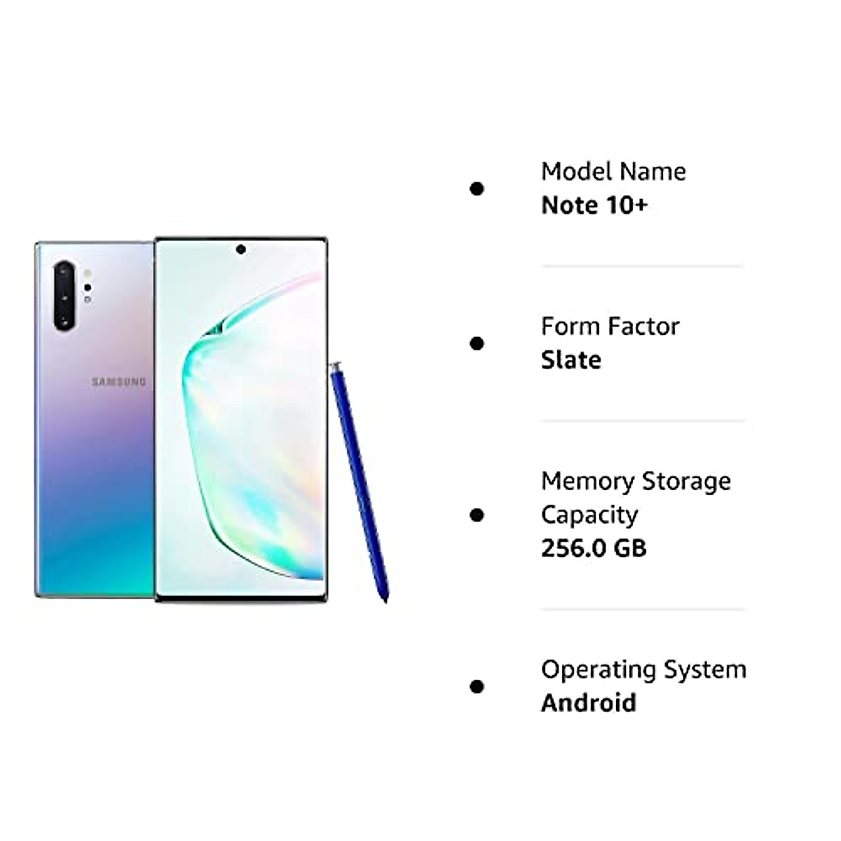 Samsung Galaxy Note 10+ Plus 5G Enabled Verizon + GSM Unlocked 256GB Aura Glow (Renewed)