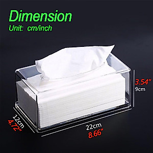 Square Clear Acrylic Tissue Box, Box Covers Rectangular, Bathroom Facial Napkin Box Holders, Table Clear Dryer Sheet Dispenser for Bathroom, Kitchen and Cars