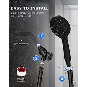 Black Shower Head, L'amourqua High Pressure 6-Model Handheld Shower Head, Built-in Power Wash to Clean Bathtub and Pets, with 59" Stainless Steel Hose and Handheld Showerhead Holder