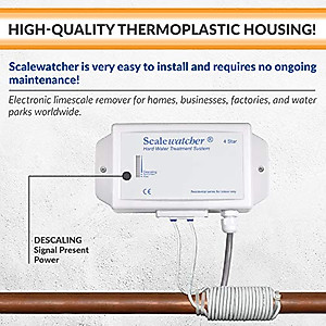 Scalewatcher 4 Original Electronic Descaler | USA Made & Patented Hard Water Softener/Conditioner Alternative | 700mA Chemical and Salt-Free Electric Limescale Preventer and Remover