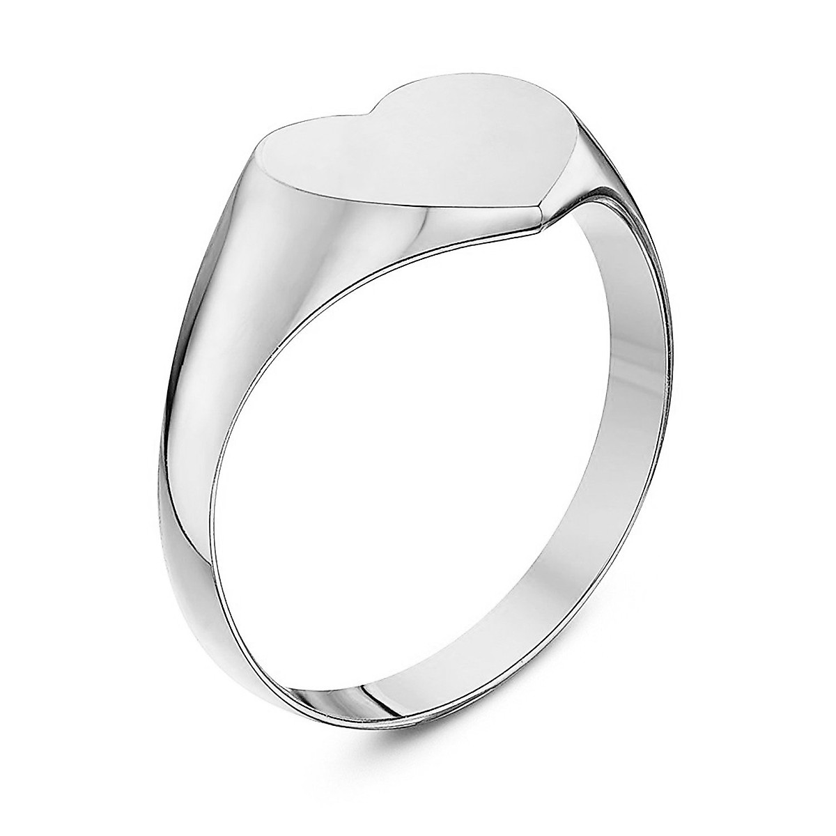 LANDA JEWEL Ladies Sterling Silver Heart Shape Medium Weight Polished Signet Ring 8x11mm (7.5)