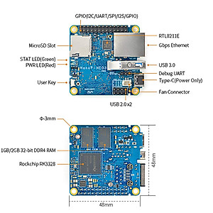 WayPonDEV NanoPi NEO3 Tiny ARM Single Board Computer with 32-bit DDR4 2GB RAM USB3.0 Gbps Ethernet Based in Rockchip RK3328 Soc for IOT Support FriendlyWrt Ubuntu (with Unique MAC Address)