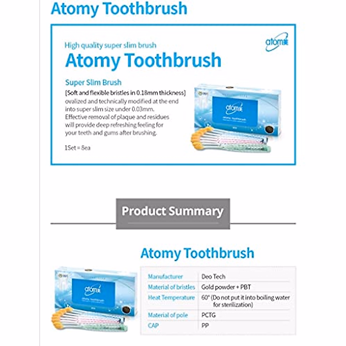 Atomy Toothbrush, Pack of 8 Toothbrushes