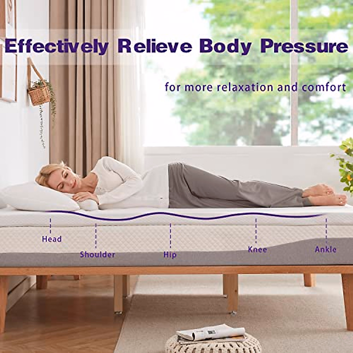 SINWEEK 2 Inch Gel Memory Foam Mattress Topper Twin Size, Ventilated High Density Pad for Back Pain, Bed Topper with Removable Soft Cover, CertiPUR-US Certified