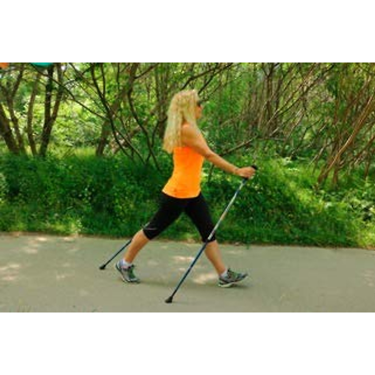 Urban Poling Urban Poles Series 300 – Fitness Edition, Blue & Silver, 1 Pair – for Users 4'2"–6'2" – Lightweight, Aluminum Nordic Walking Sticks – Collapsible & Adjustable Hiking Gear – Ergonomic