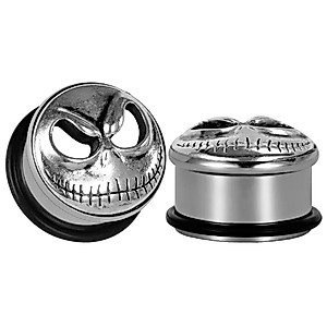 KUBOOZ Ear Plug Tunnel Gauge Stretcher Piercing Smiling J Stainless Steel Screw 0G