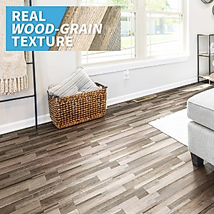 Art3d 36-Pack 54 Sq.ft Peel and Stick Floor Tiles Vinyl Plank Flooring Wood Look, Adhesive and Waterproof Tile Sticker for Bedroom, Living Room, Kitchen, RV in Aged Wood