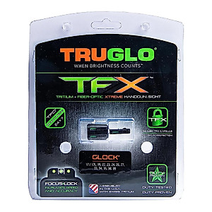 TRUGLO TFX Handgun Sight | Durable Shock-Resistant Compact Brightly Glowing Tritium & Fiber-Optic Xtreme Day/Night Sight, Compatible with Glock Suppressor Height Low Handguns
