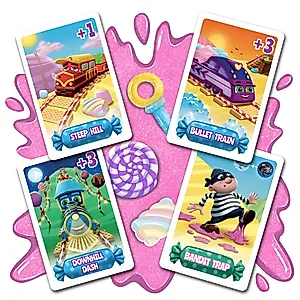 Jumping High Five Candy Trains Board Game! A Sweet Sugar Coated Cooperative Game for Kids Ages 4 and Up, Children Learn New Skills with Tasty Track Building, Perfect for Family Play Time