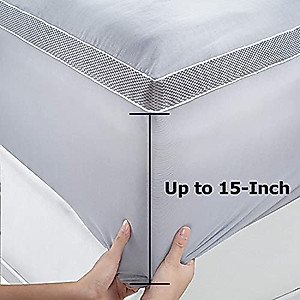 BedStory Mattress Topper Queen Size, Dual-Layer Pillow Top & Gel Memory Foam Bed Toppers 3.6 Inch, 2-in-1 Combination of Comfort and Support, Gray