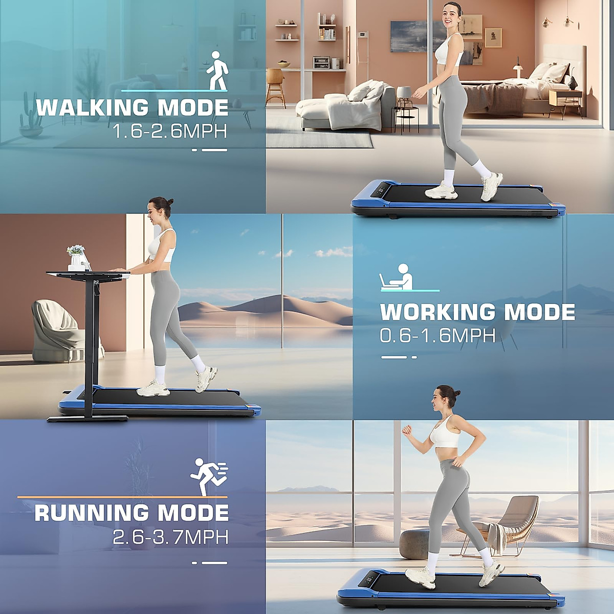 ANCHEER Walking Pad, Max 300 Lbs Capacity, 3 in 1 Under Desk Treadmills for Home Office, 2.5 HP Quiet Portable Walking Treadmill with LED Screen/Remote Control