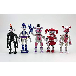 Toysvill Inspired by FNAF Sister Location Action Figures Toys (Set of 5 pcs), More Than 5 inches [Funtime Freddy Bear, Circus Baby, Ennard, Ballora, Funtime Foxy], Fun Action Simulator