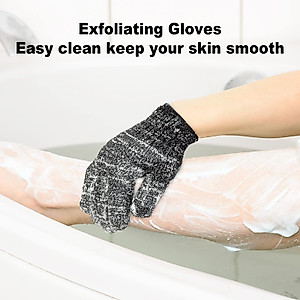 Bathing Scrub Gloves, Bamboo charcoalized exfoliating Gloves ,Exfoliating Gloves for Men and Woman, Exfoliating Gloves with Hanging Loops (4 pcs)