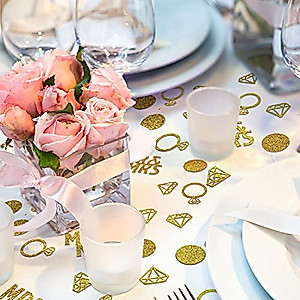 220 Pieces Gold Wedding Table Confetti, Mr and Mrs Gold Diamond Ring Paper Circle Dots Diamond Glitter Confetti for Marriage Ceremony Anniversary Valentine's Day