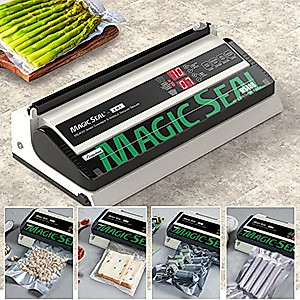 Magic Seal 16'' 2-in-1 Double Pump Vacuum Sealer Machine MS400, Compatible with Flat Bags of Commercial Chamber Sealers and Embossed Bags of Household Sealers, Multiple Operating Modes