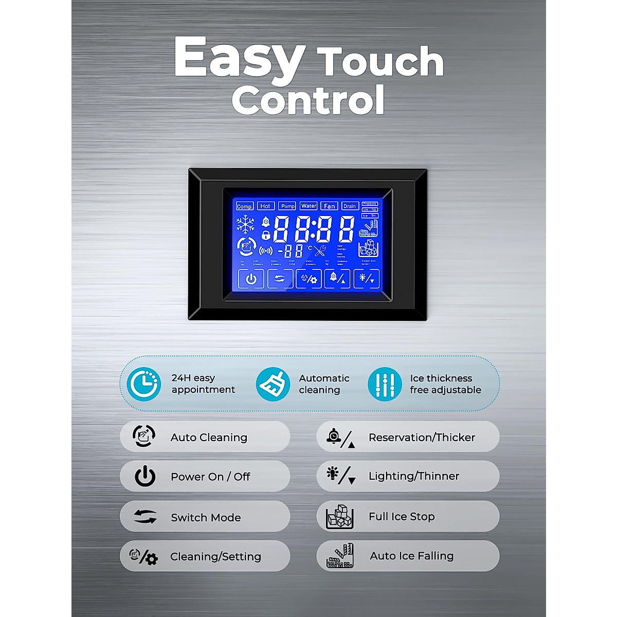 22" Commercial Ice Maker Machine 450LBS/24H with 250LBS Storage Bin, Powerfull Compressor, 182 Full Cube Ice Ready in 8-15 min, Air Cooled, Industrial Ice Machine for Business