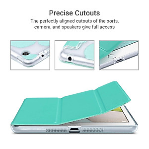 iPad Mini 3 Case,iPad Mini 2 Case,iPad Mini Case,ULAK Slim Bumper Smart Case Stand for Apple iPad Mini 1/2/3 Colorful Clear Back Cover Lightweight with Auto Sleep/Wake Function, Mint Green