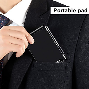 Metal Small Notebook, Mini Notepad, Small Pocket Notepad Aluminum Note Case with Mini Metal Pen and 60-Page Sheets - Memo Books Note Pads, Solid Black