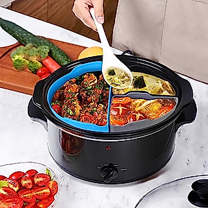Spardar Slow Cooker Liners, 3 In 1 Reusable Insert Divider Compatible with Crock Pot 6-7 QT Oval Slow Cookers, Silicone Slow Cooker Liner for Crock Pot, Dishwasher Safe, BPA Free, Easy Clean