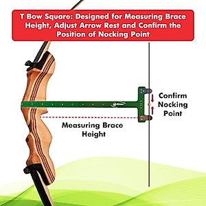 KESHES Bow String Nocking Points Set – T Square Ruler with Plier for Recurve and Compound Bowstring Accessories - Brass Nocks Point Bow Tuning Kit (T-sq, Plier, 6 Nocks Set)