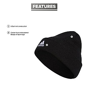 adidas Men's Team Issue Fold Beanie, Black/White F21, One Size
