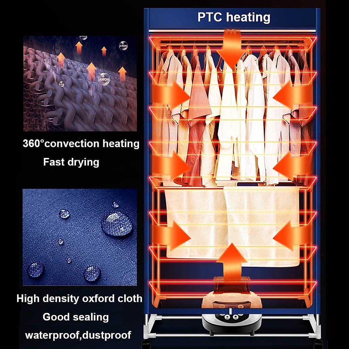 Foldable Electric Heated Clothes Airer Dryer Rack with Remote Control,2/3-Tier Household Dryer,1500W Warm Air Drying Wardrobe,(Anion) Digital Timer,Quick Dry,for Apartments Laundry Dorm (Size : 3 Lay