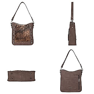 Trinity Ranch Ranch Hair-On Studs Concealed Carry Hobo for Women Western Shoulder bag with Wallet TR140G-921CF+W