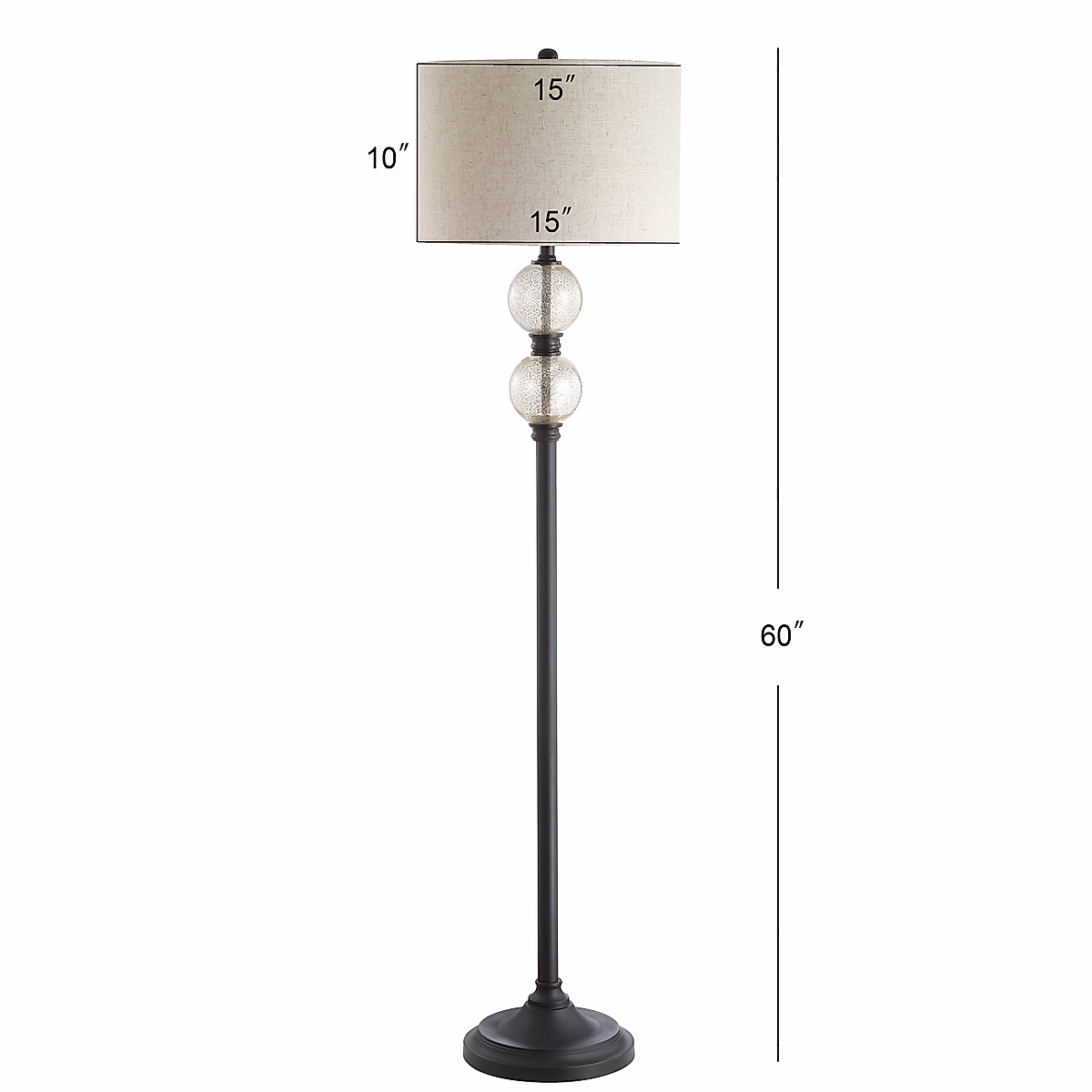 JONATHAN Y JYL1016A January 60" Glass/Metal LED Floor Lamp, Traditional, Elegant, Office, Living Room, Family Room, Dining Room, Bedroom, Hallway, Foyer, Mercury Glass/Oil Rubbed Bronze