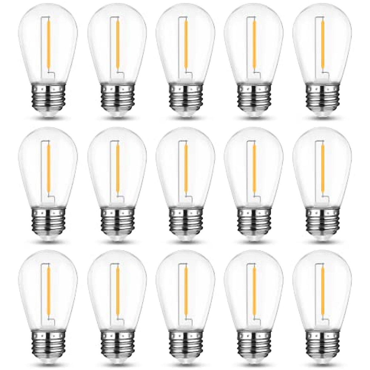 Mlambert LED String Light Bulbs, Shatterproof Outdoor String S14 Replacement Light Bulbs, Waterproof 1W LED Edison Bulbs Equal to 11W Incandescent, 2700K Warm White, E26 Bulb, 15 Pack, Not Solar Bulbs