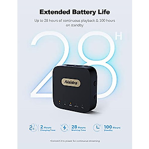 Bluetooth 5.0 Transmitter Receiver for TV 2-in-1 Wireless Bluetooth Adapter with Optical AUX RCA Connection, aptX Low Latency, Pair 2 Devices Simultaneously for PC/Car/Home Stereo/Speakers/Gym (black)