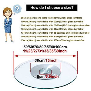 Round Lazy Susan Turntable Organizer for Table, Kitchen Tabletop Rotating Tray Tempered Glass Non-Skid Serving Plate, with Aluminum Base, Silent Smooth, Thick: 8mm, Diameter is 19"~39" (Size : 50cm/1