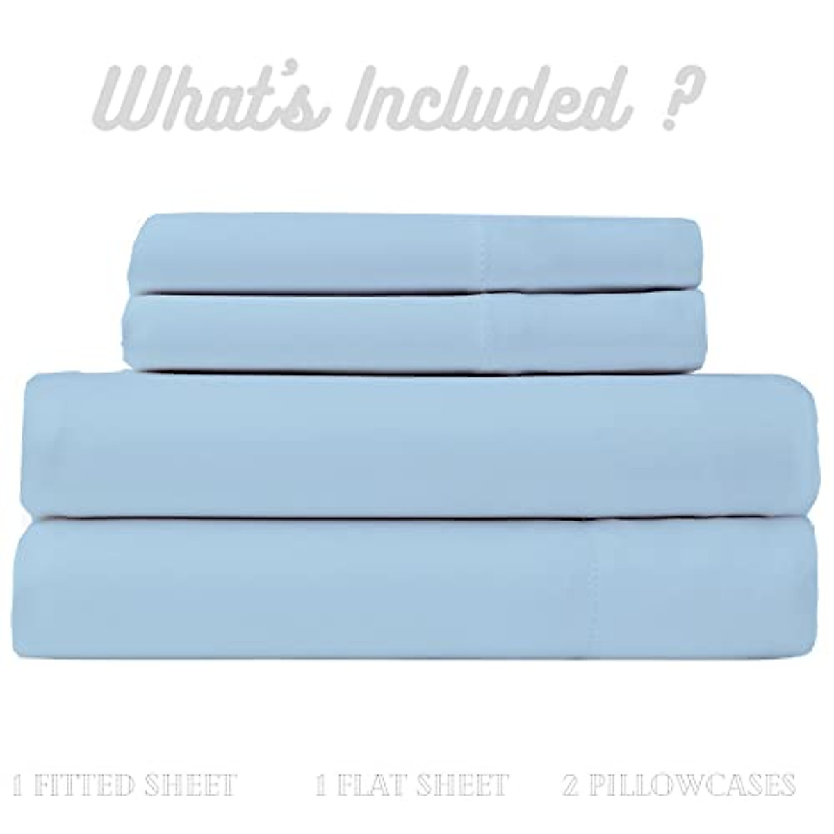 100% Egyptian Cotton Bed Sheets Set -800 Thread Count 4-Piece light blue Solid Sheets Set, Long Staple Luxury California King Size Fits Mattress Upto 16'' Deep Pocket ( light blue Solid )