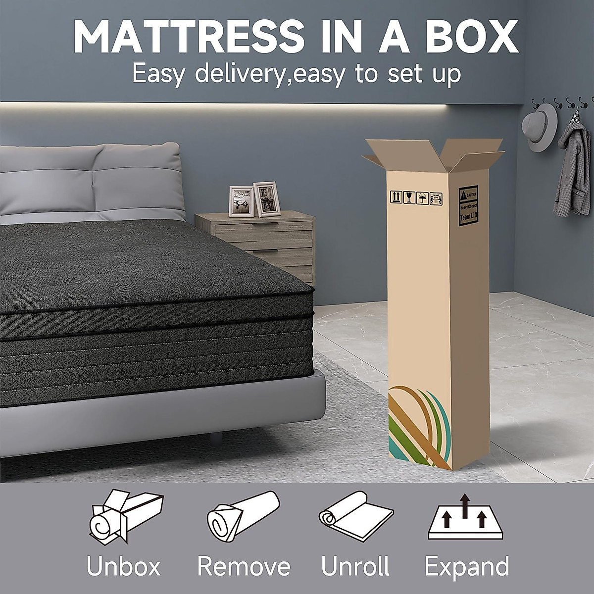 sdoodo Twin Mattress,14 Inch Twin Size Mattress in a Box with Independent Pocket Spring,Memory Foam Hybrid Mattress,Pressure Reliving,Medium Firm,CertiPUR-US Certified