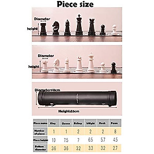 Roll-Up Leather Chess Set, Chess Board Set，Portable Travel Chess Game Set Combination，Beginner Chess Set for Kids and Adults