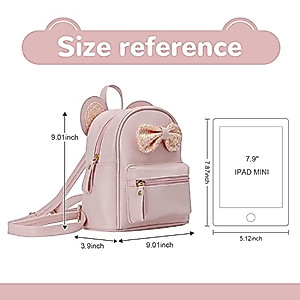 Oweisong Fashion Cute Cartoon Backpacks Purse for Girls Sequin Bow Mouse Ears School Bag Daypack for Teens Pink