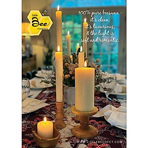4 Inch x 4 Inch Hand Rolled Beeswax Pillar Candle by Little Bee of Connecticut