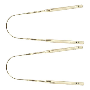 2Pcs Stainless Steel Tongue Scrape, U Shape Tongue Cleaner Oral Tongue Scraper for Oral Care Fights Bad Breath for Adults and Kids(gold)