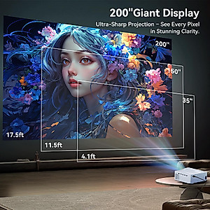 5G WiFi Bluetooth Projector, Native 1080P Outdoor Movie Projector with 350" Display, 18000L Home Theater Video Projector 4K Supported, LED Video Projector Compatible with TV Stick, Phone/PC