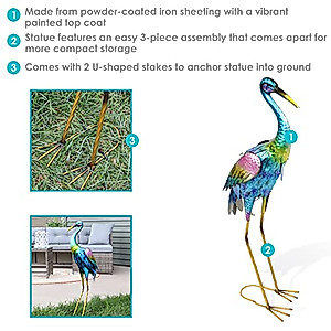 Sunnydaze Outdoor Metal Crane Statue Yard Art, Lawn and Garden Sculpture Decor - Backyard 29-Inch Decorative Accent