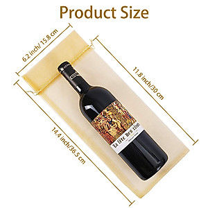 HRX Package 30pcs Organza Wine Bags, Sheer Mesh Bottle Gift Pouches Wine Covers Dresses with Drawstring for Christmas (Gold)