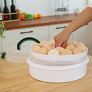 10 Inch Portable Pie Carrier with Lid and Tray 3-In-1 Round Cupcake Container Egg Holder Muffin Tart Cookie Keeper Food -Thanksgiving&Christmas Party Containe(Green)