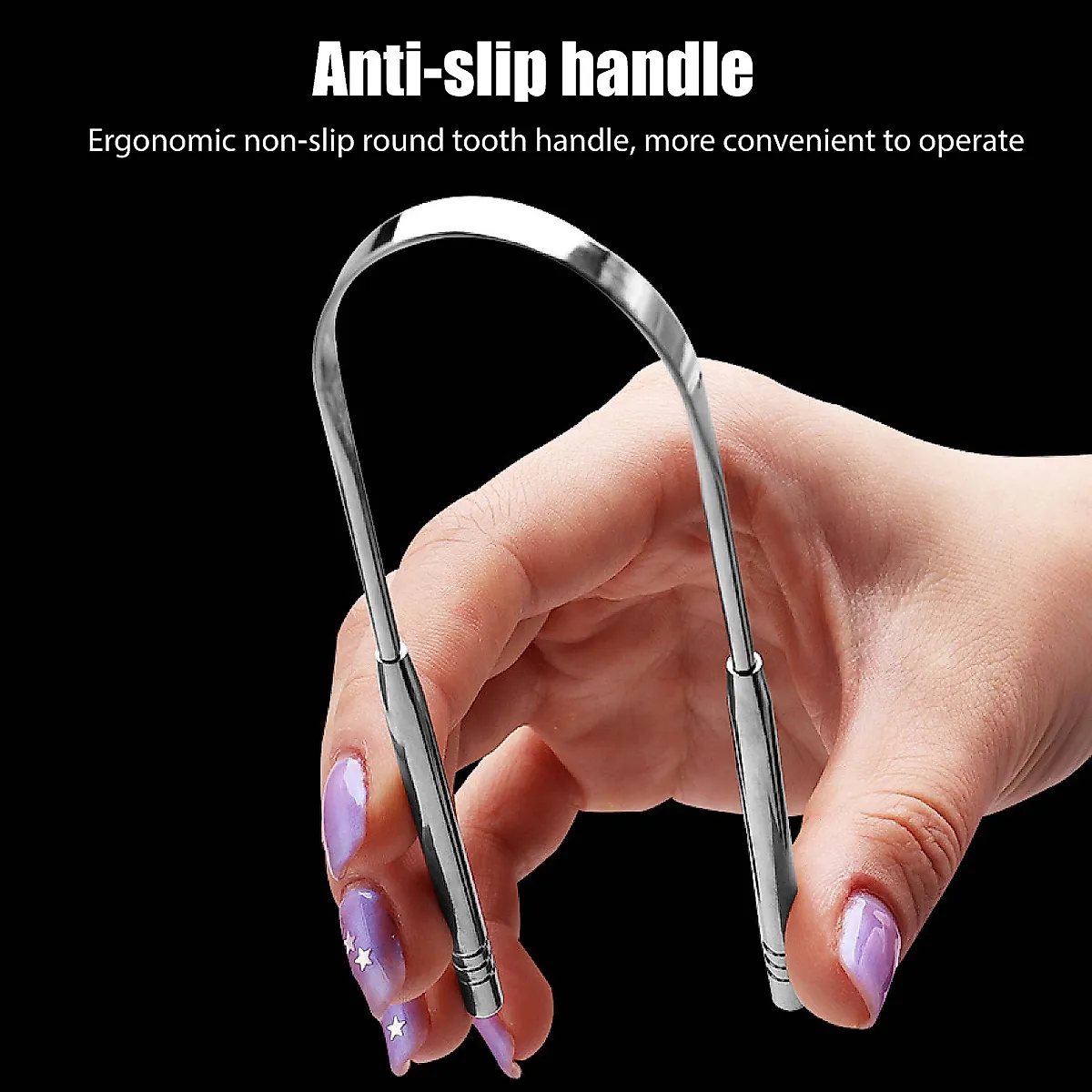 Zlongron U-shaped metal stainless steel toungescraper, is a bad breath eliminating oral care tongue brush, durable, easy to clean tongue scraper with case. bring you a day of fresh breath.